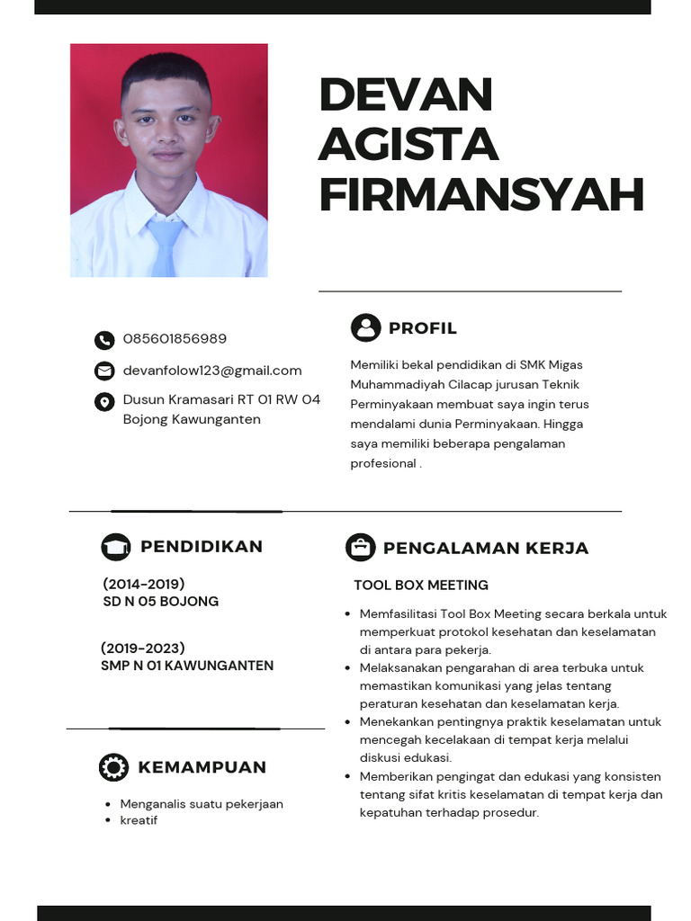 Latihan Surat Lamaran Kerja Devan | PDF