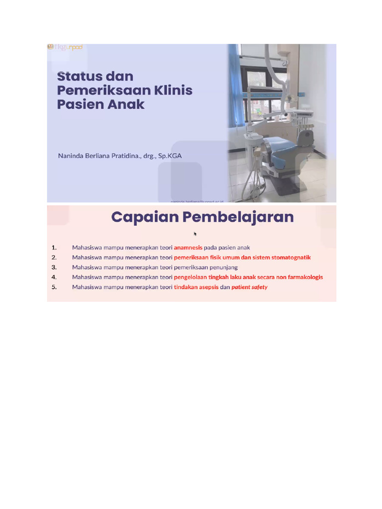 Status dan Pemeriksaan Klinis Pasien Anak | PDF