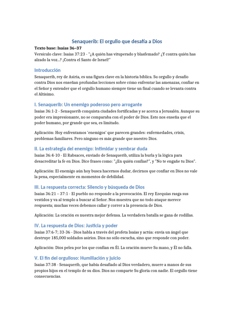 Senaquerib El Orgullo Que Desafia A Dios | PDF