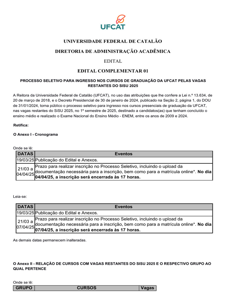 SEI_0181093_Edital_004_2025_Complementar_01_0e5c3b1953 (2) | PDF | Diploma de bacharel ...