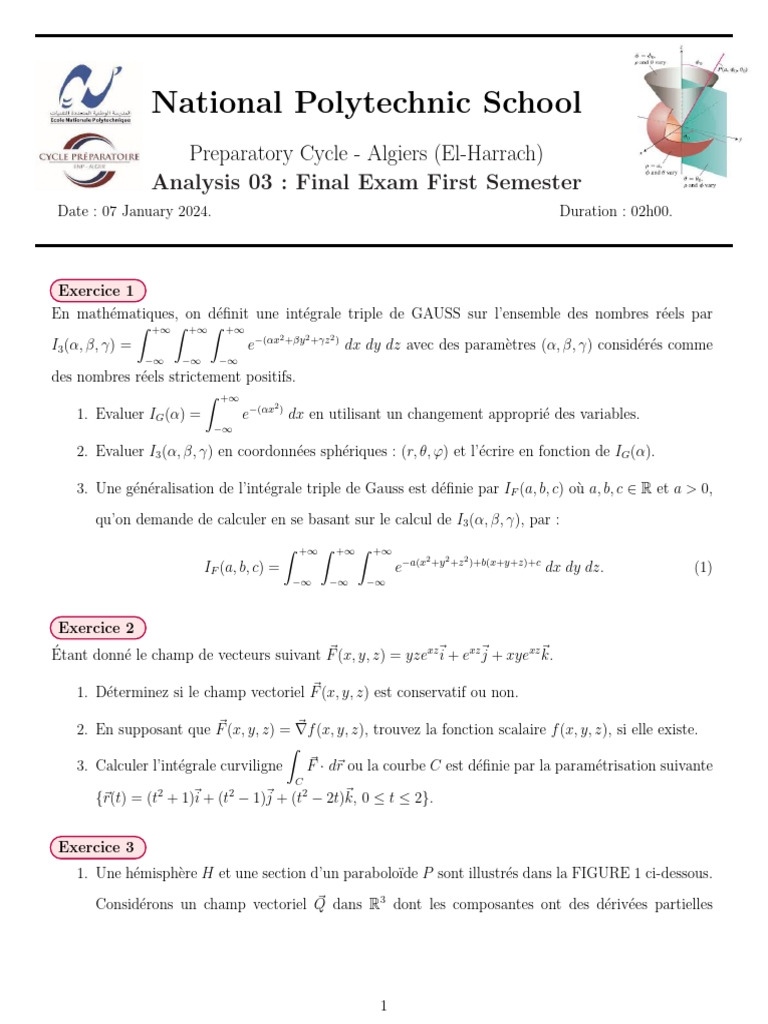 Examen - Sujet + Corrigé | PDF | Flux | Mathematics