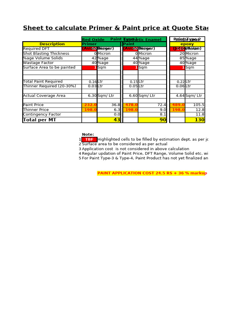 3e 2120 b01 Area Calculation | PDF | Paint | Building Materials