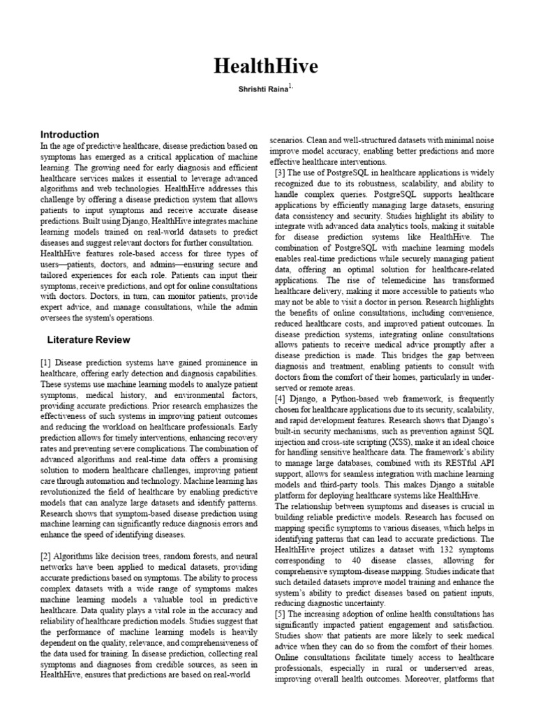 HealthHive_RP_removed | PDF | Machine Learning | Health Care