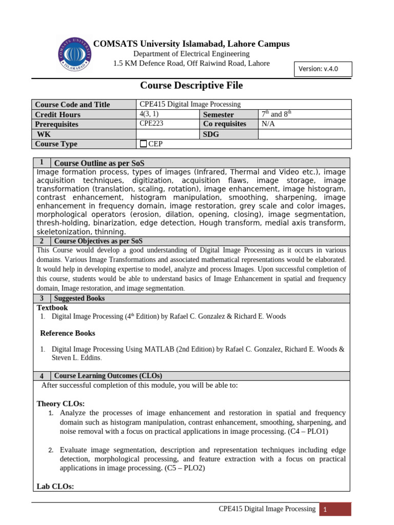 CDF - CPE415 Digital Image Processing - FA24 | PDF | Image Segmentation | Filter (Signal Processing)