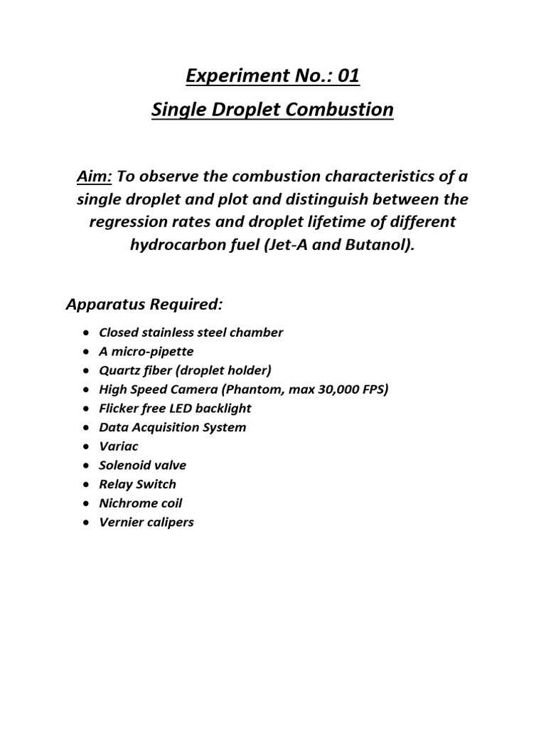 20AE10051 - PropulsionLab - Experiment 01 | PDF | Combustion