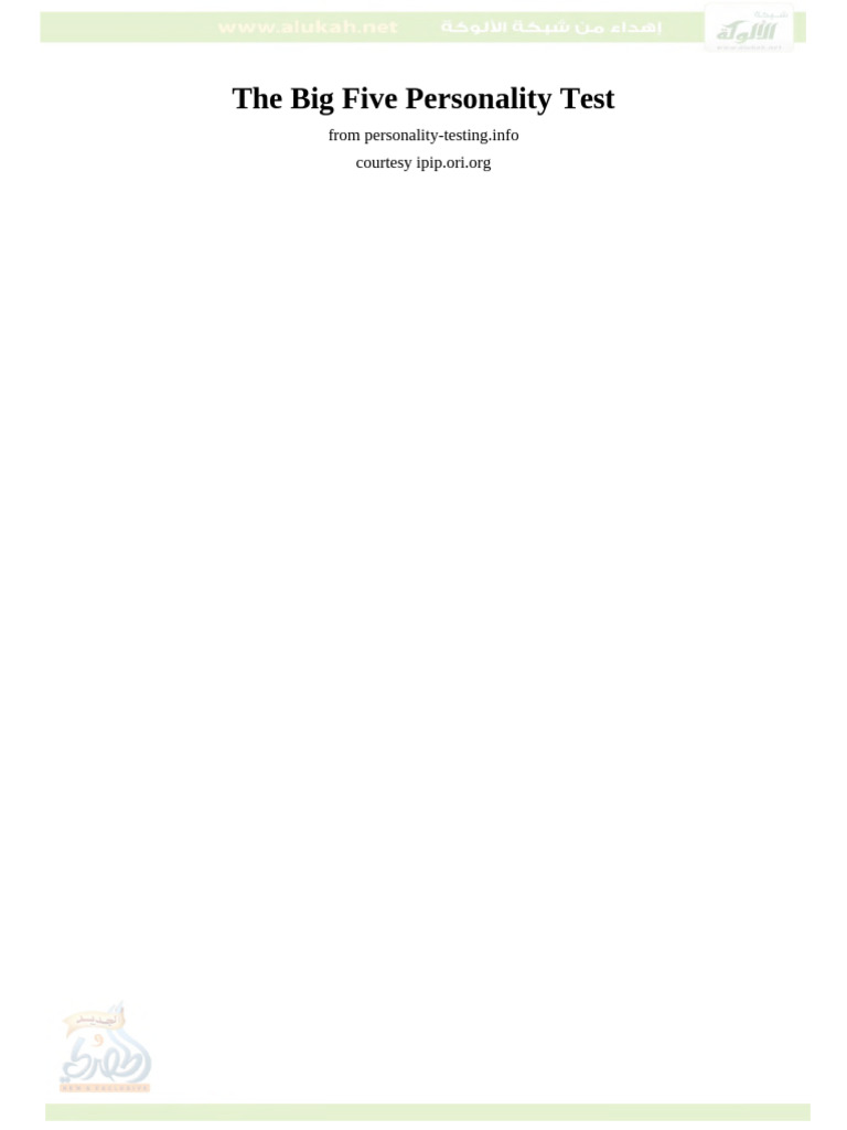 big five (1) | PDF | Psychology | Psychological Concepts