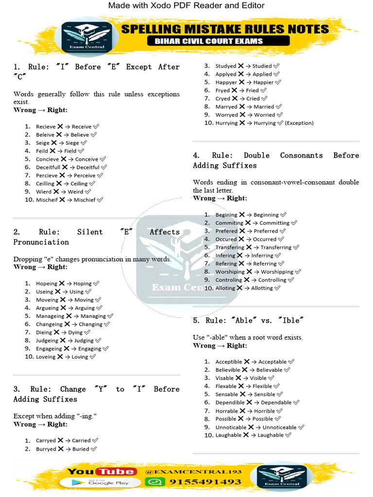 Spelling Mistakes Notes | PDF | Linguistics
