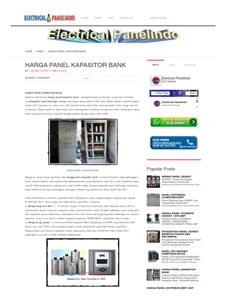 Harga Panel Kapasitor Bank - Jasa Pembuatan Panel Listrik | PDF