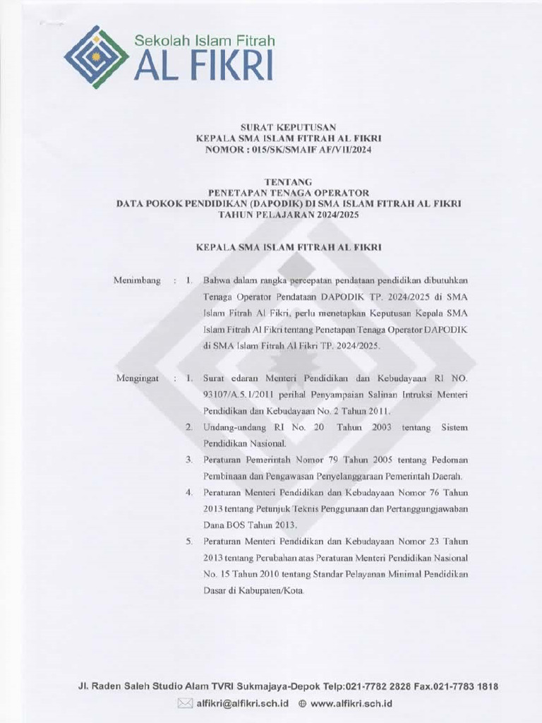 SK Ops Smaif Al Fikri 2024-2025 | PDF