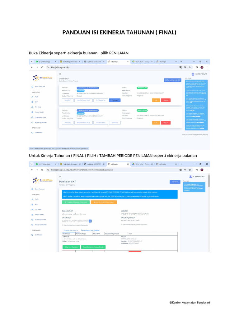 PANDUAN ISI EKINERJA TAHUNAN | PDF