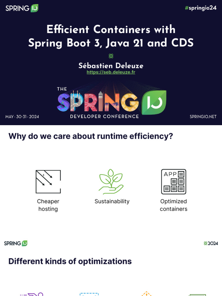 Spring Boot 3.3: Efficient Java 21 Containers | PDF | Booting | Java (Programming Language)