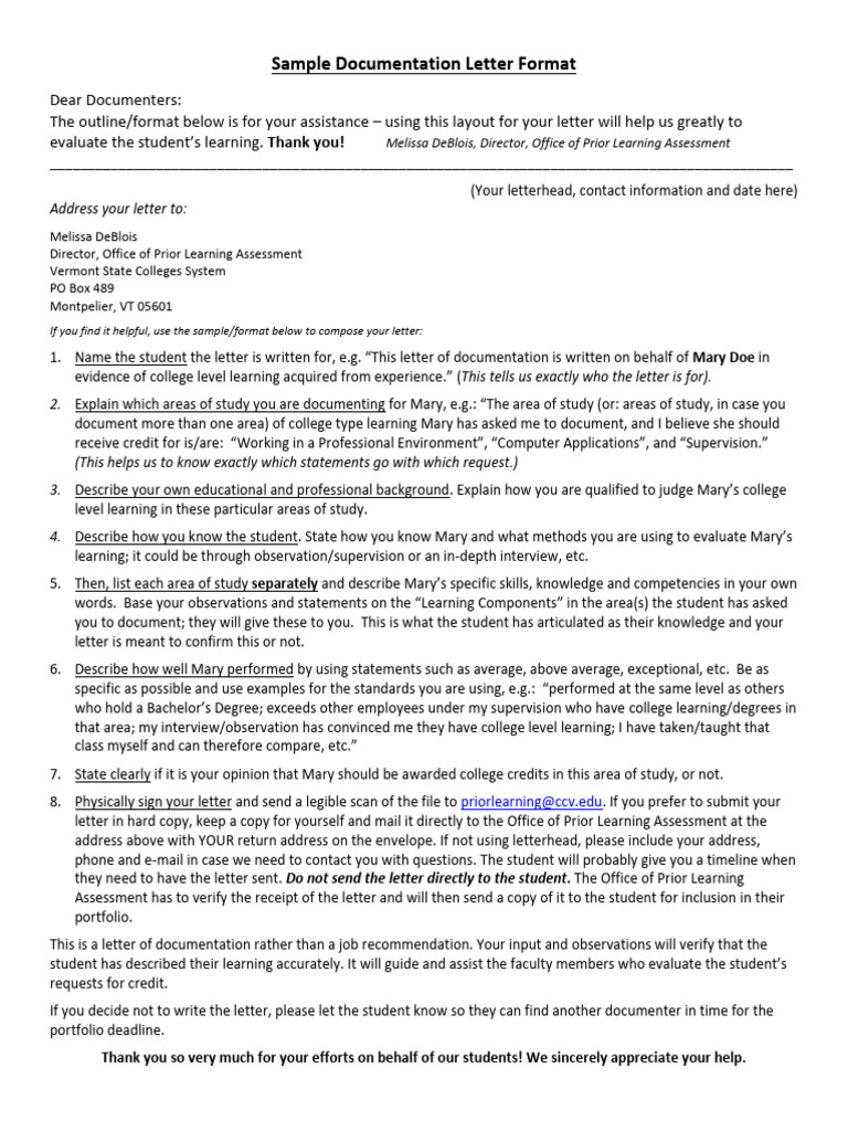 Documentation Letter Format Guide | PDF | Learning | Cognition