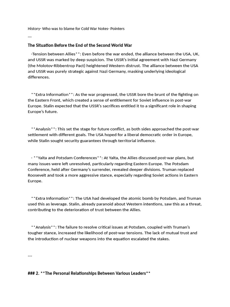 Cold War Origins: Key Factors and Blame | PDF | Cold War | Marshall Plan