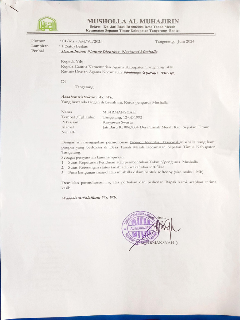 Persyaratan IJOB MUSHOLLA | PDF