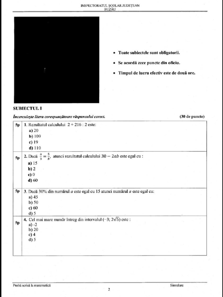 Simulare Mate Buzău-27 Nov. 2024 | PDF