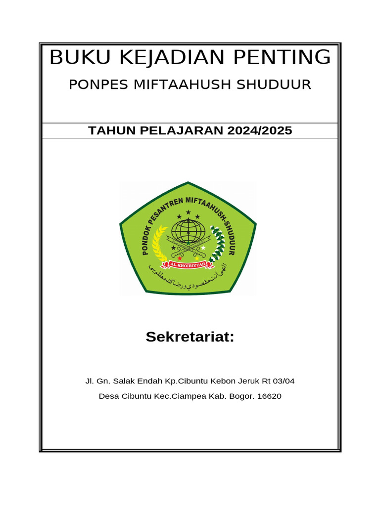 Agenda Harian Guru Ponpes 2024/2025 | PDF