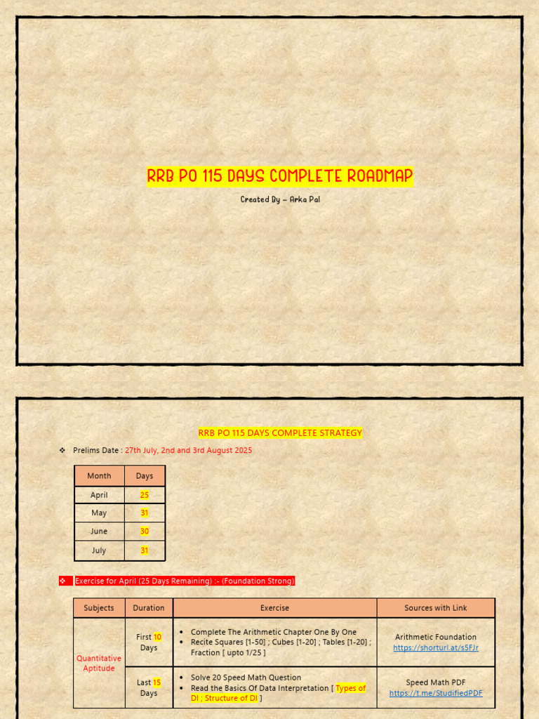 RRB PO 115-Day Study Plan | PDF | Mathematics