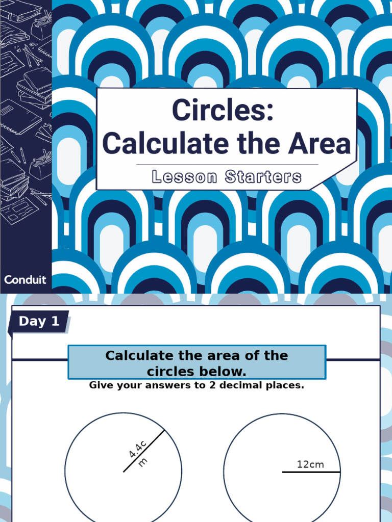 Cfe M 1679054519 Circles Calculate The Area Five Lesson Starters ...