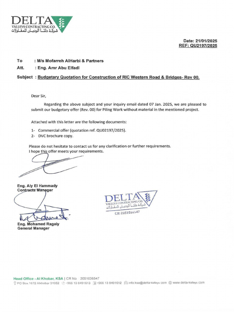 2197-Mofarreh Al Harbi-Budgetary Quotation For Construction of RIC ...