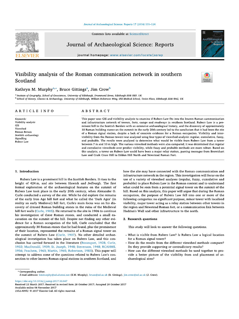 2018-Visibility Analysis of The Roman Communication Network in Southern ...