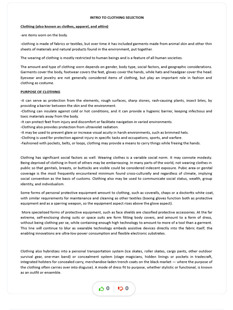 Clothing Selection Purchase and Care Compress | PDF | Clothing ...