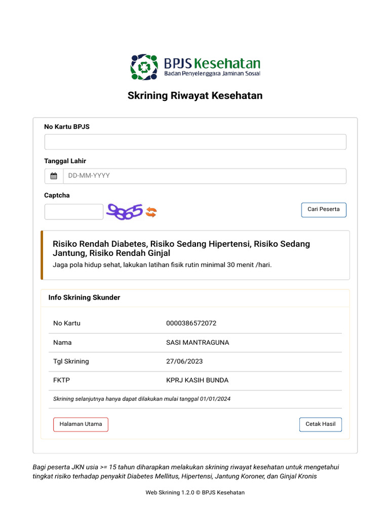 Web Skrining BPJS Kesehatan | PDF