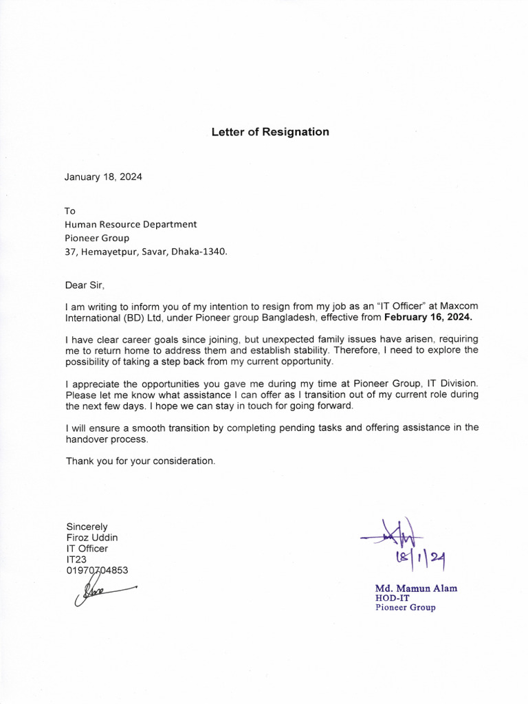 Resign Letter | PDF