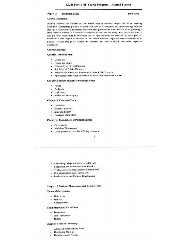 Political Science Course Outline | PDF