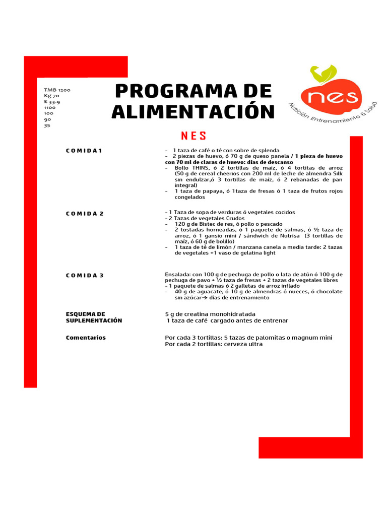 Programa de Alimentación Maetsi Romero Febrero 2020 | PDF