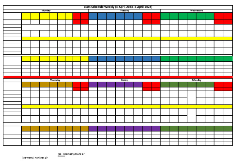 April Class Schedule Overview | PDF
