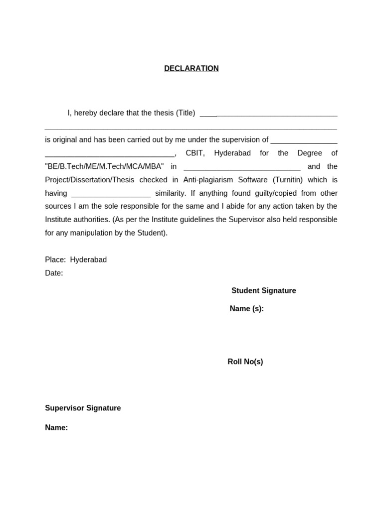 Plagiarism Declaration | PDF
