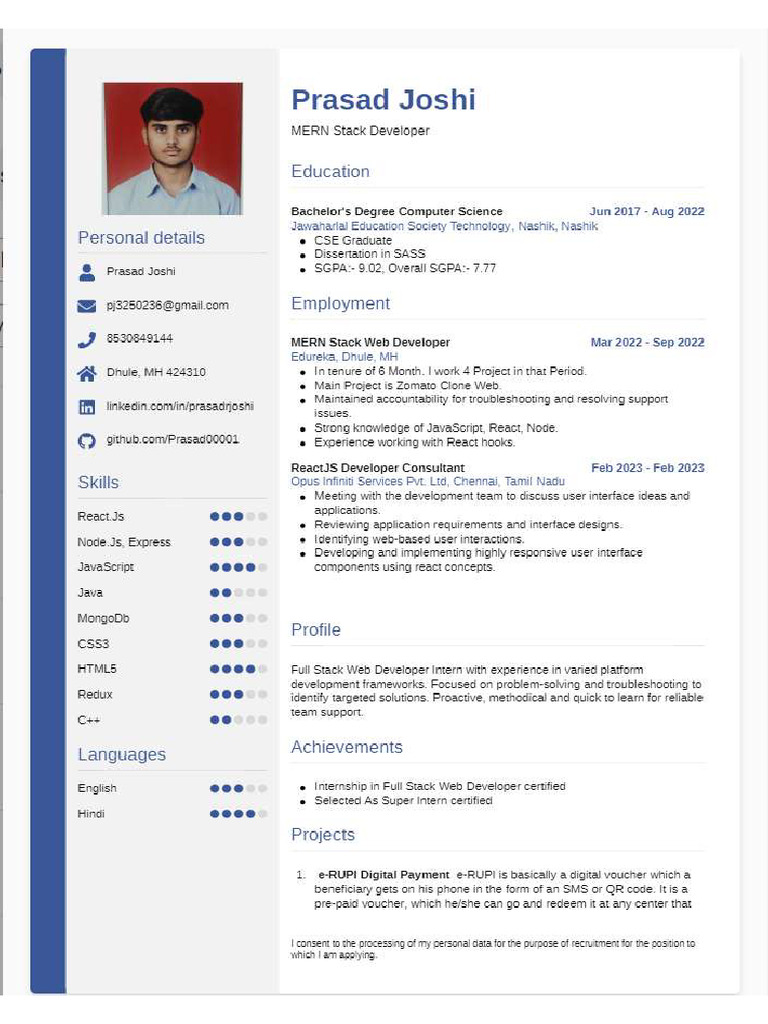 Prasad Joshi Resume 7 | PDF