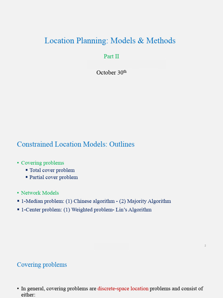 Location Planning Models and Methods-Part II | PDF | Matrix (Mathematics) | Mathematical ...