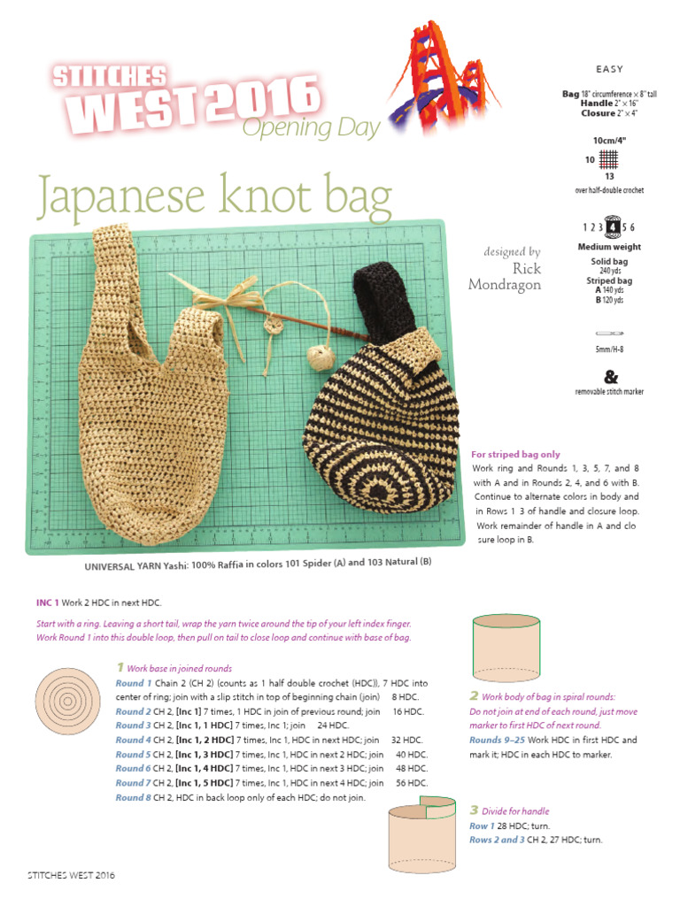 Free Japanese Knot Bag Pattern PDF | PDF | Crochet | Knitting