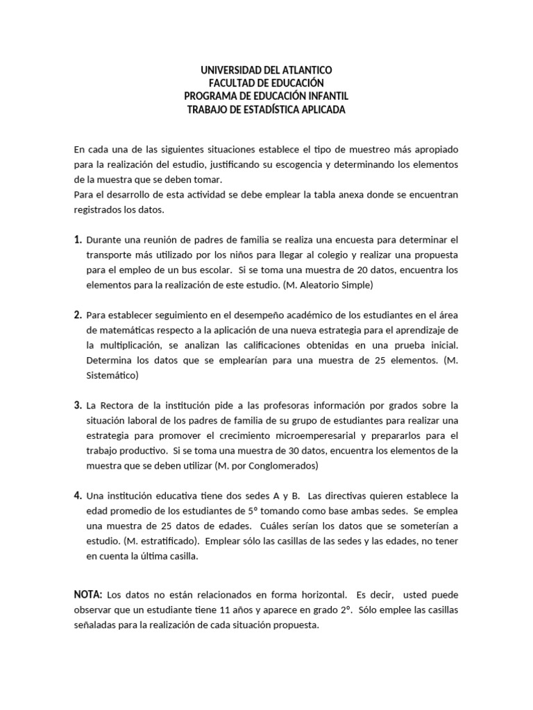 Trabajo de Muestreo | PDF