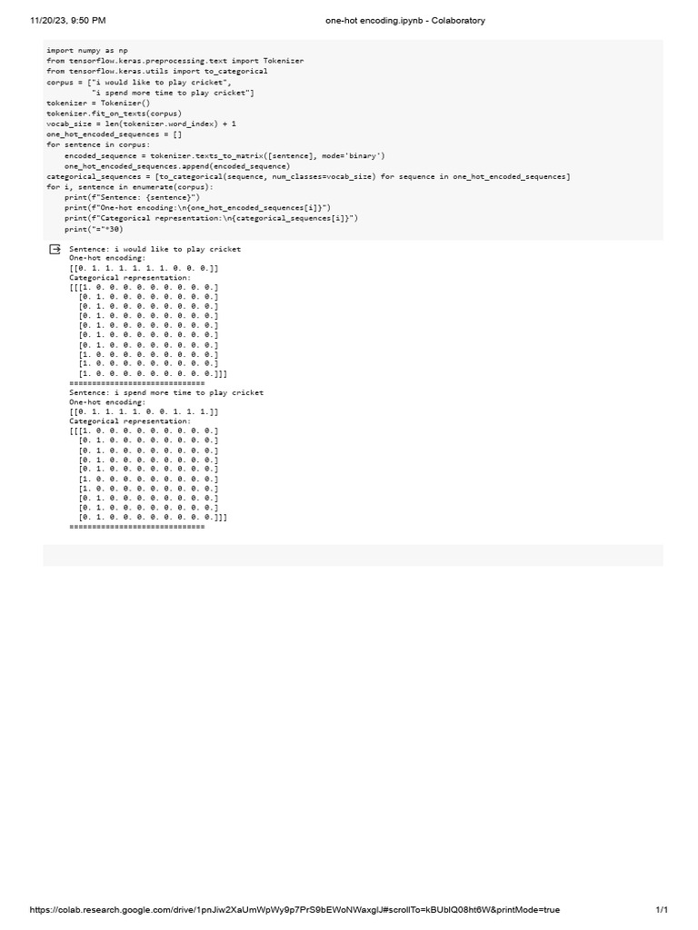 One-Hot Encoding - Ipynb - Colaboratory | PDF