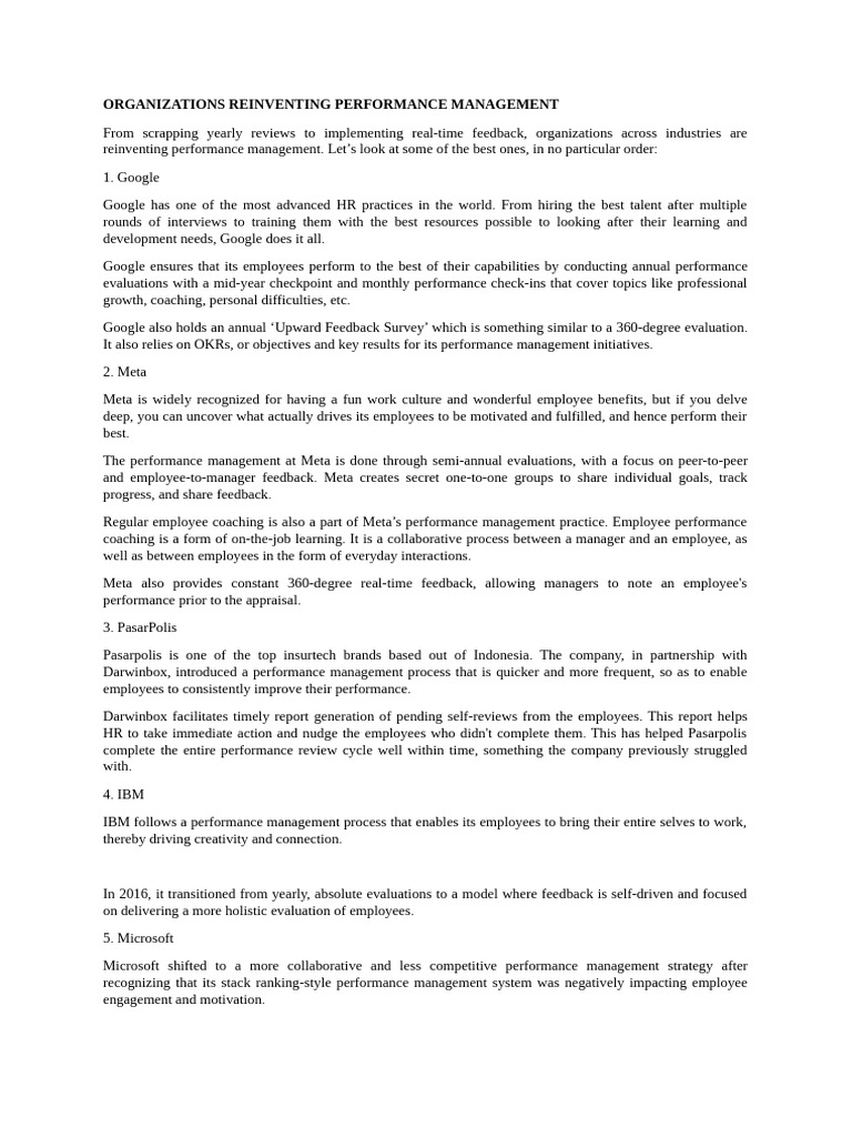 Organizations Reinventing Performance Management | PDF | Performance ...