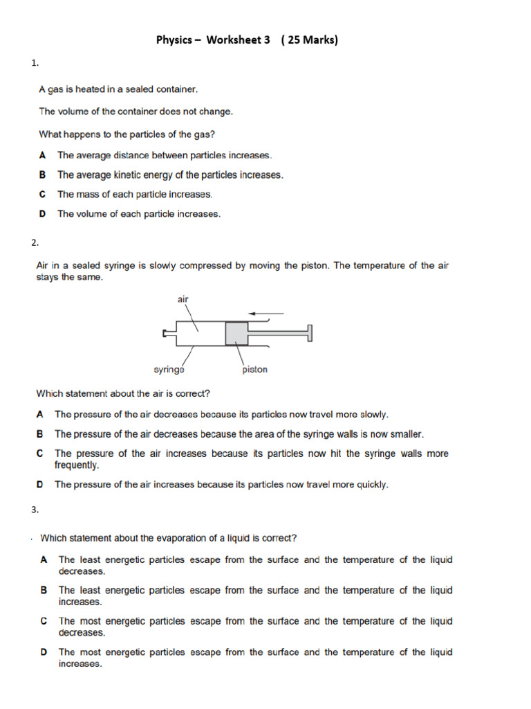 AFL - 4 Phy Worksheet 3[1] | PDF