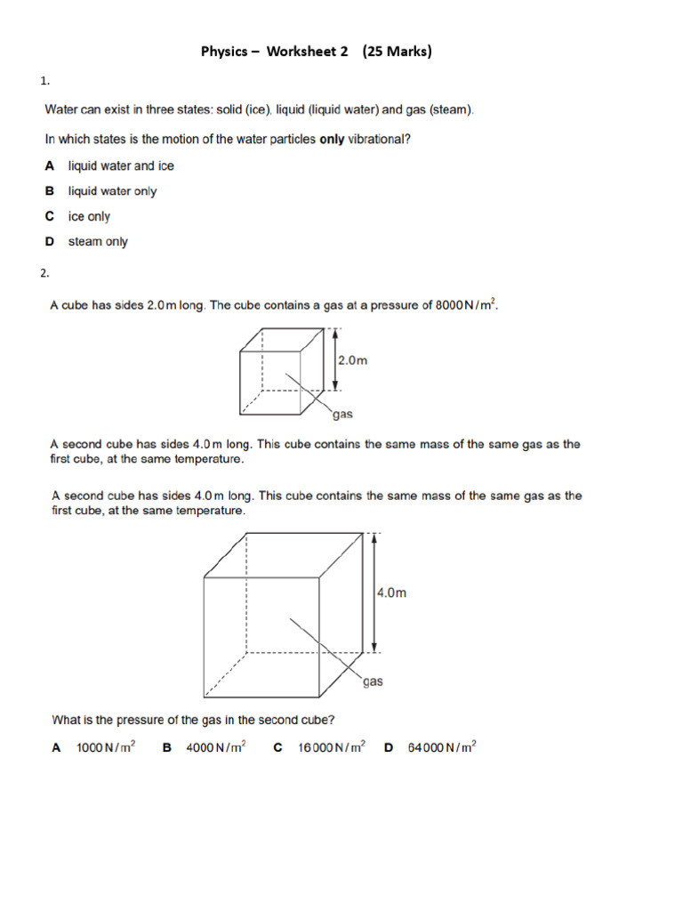 AFL - 4 Phy Worksheet 2 | PDF