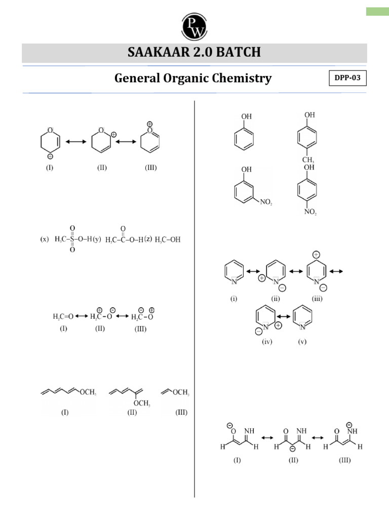 General Organic Chemistry - DPP 03 (Of Lec 05) - Saakaar 2.0 Batch For IIT JAM 2024 Chemistry ...