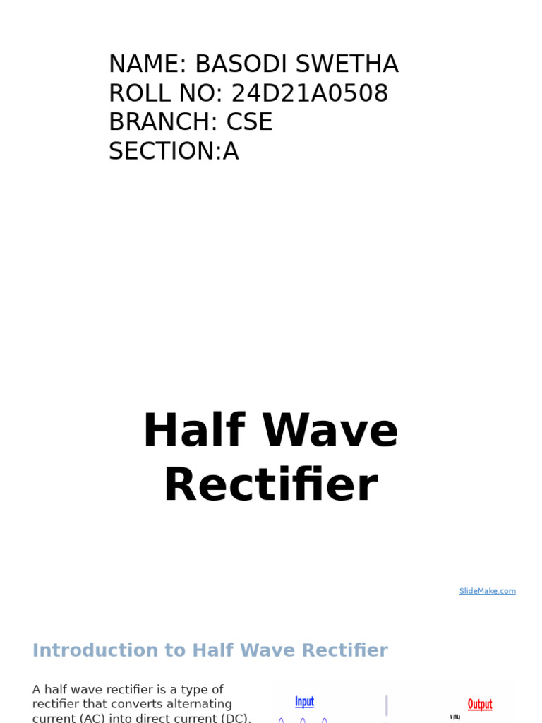 Half Wave Rectifier | PDF | Rectifier | Direct Current