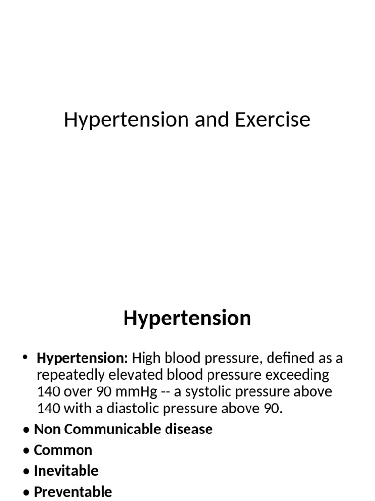 Topic 7 Hypertension and Exercise | PDF | Hypertension | Blood Pressure