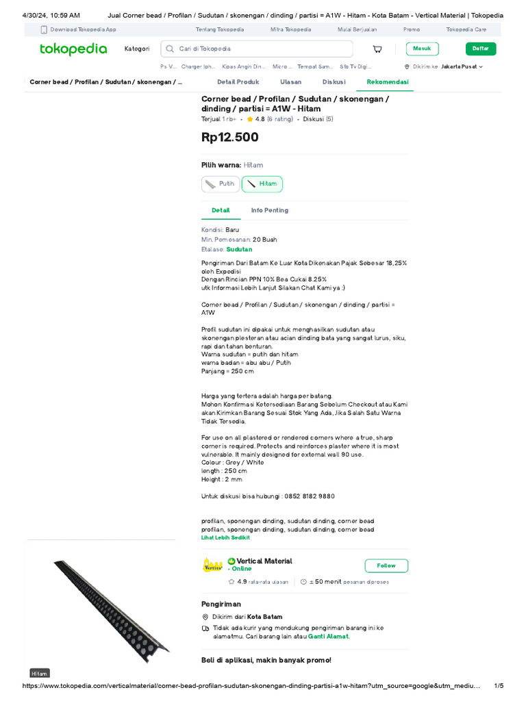 Jual Corner Bead _ Profilan _ Sudutan _ Skonengan _ Dinding _ Partisi ...