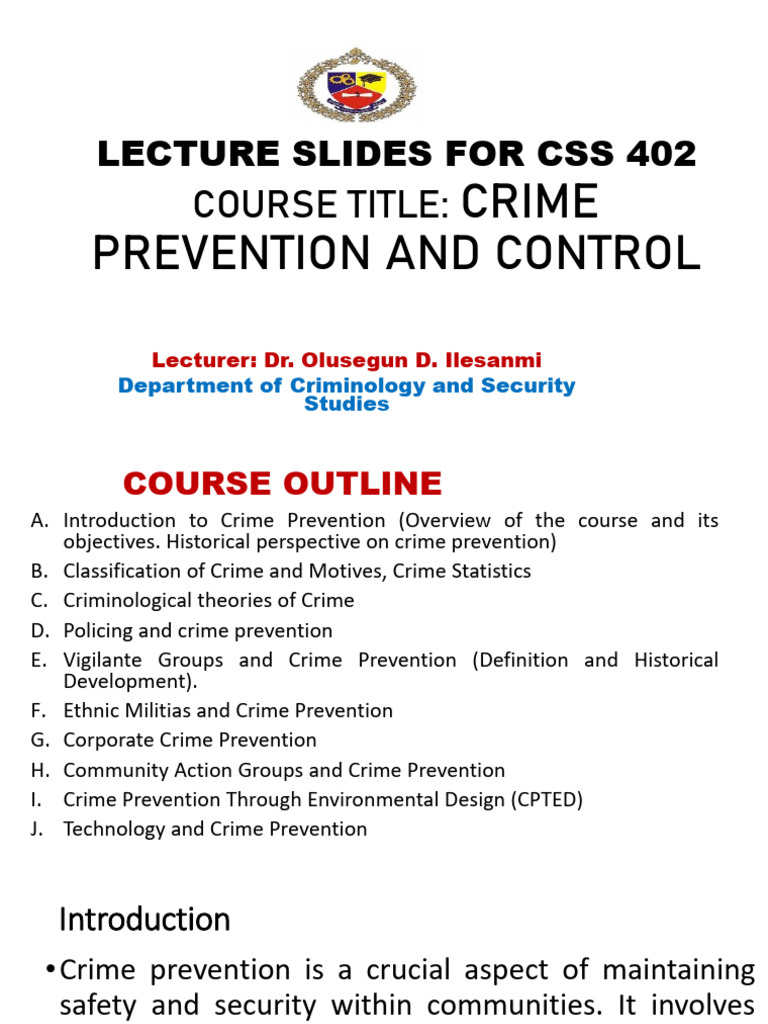 24 Crime-Prevention-And-Control Lecture Note File | PDF | Crimes | Crime & Violence