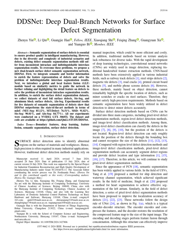 DDSNet_Deep_Dual-Branch_Networks_for_Surface_Defect_Segmentation | PDF | Image Segmentation ...