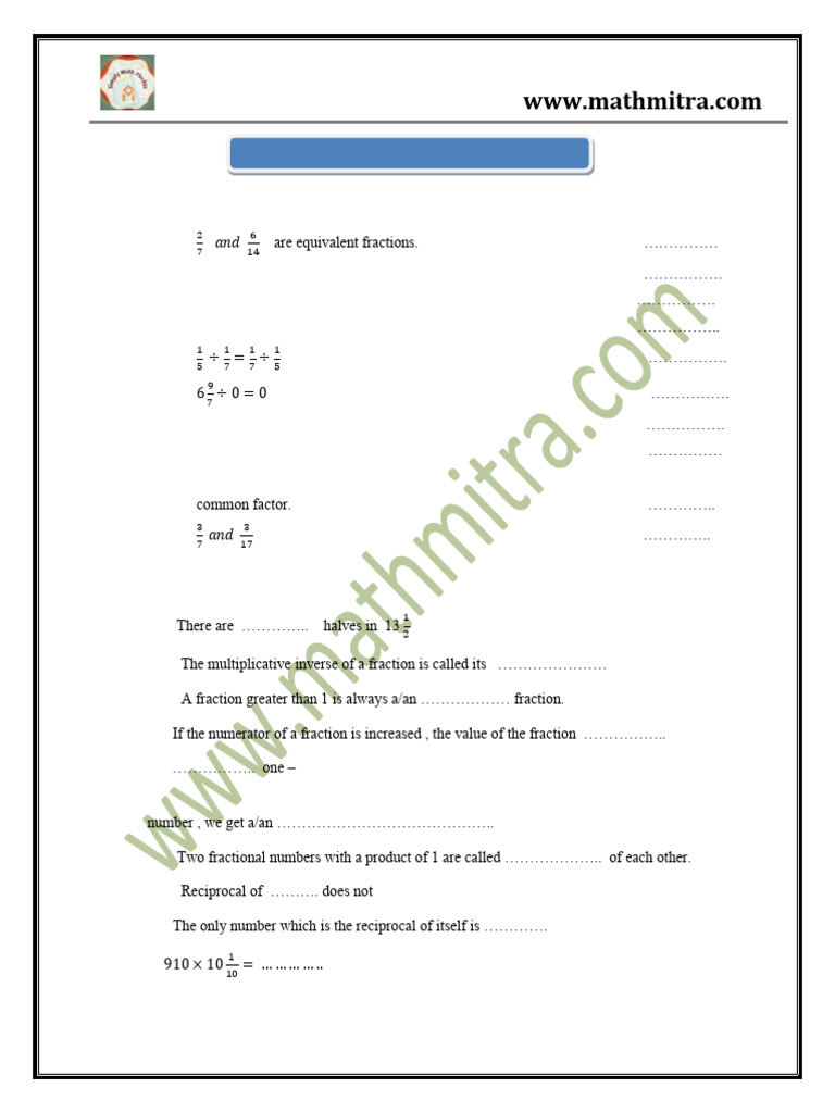 Decimals and Fractions Class 7 | PDF | Numbers | Mathematical Notation