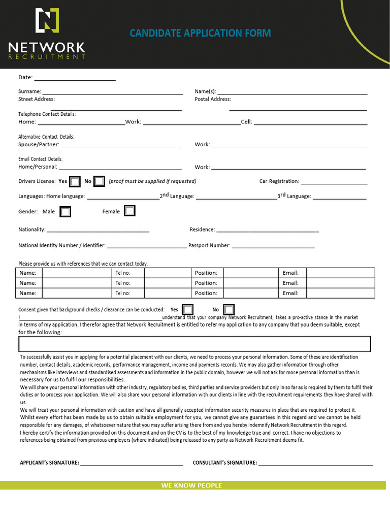 NWR - Candidate Application Form (International) | PDF | Identity Document