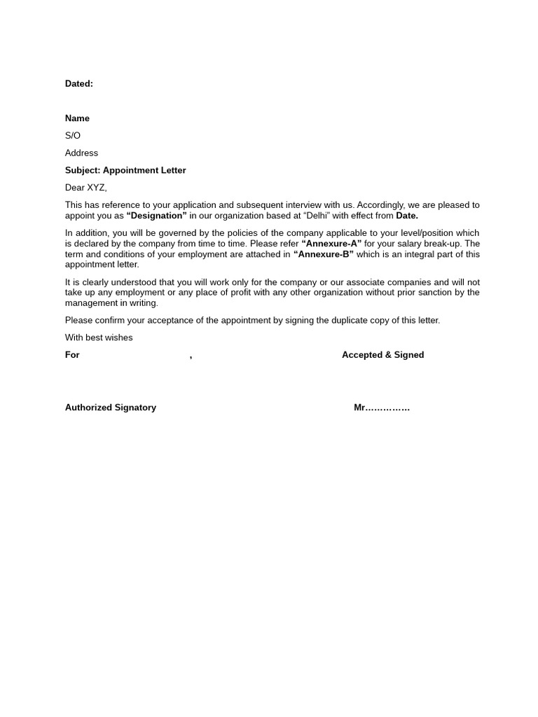 Appointment Letter | PDF | Non Disclosure Agreement | Confidentiality