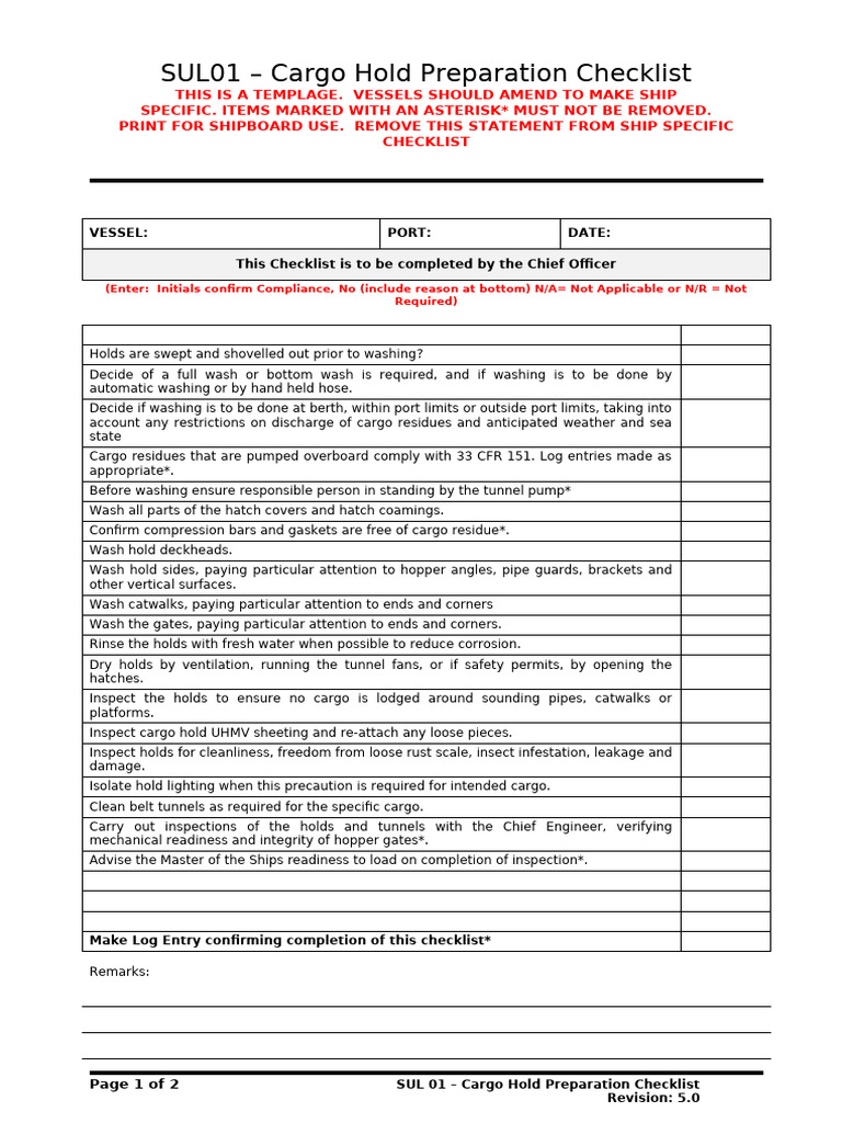 Sul 01 - Hold Preparation | PDF | Ships | Shipping