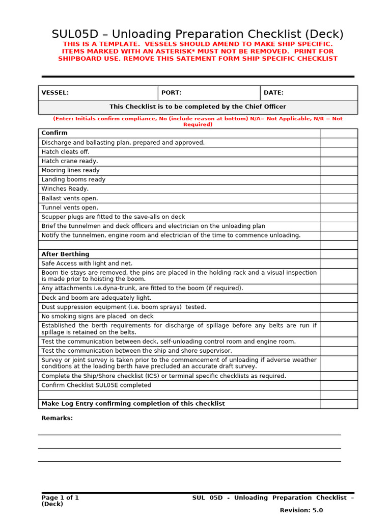Sul 05d - Unloading Preparation | PDF